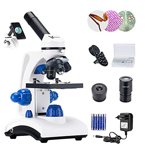 Vanstarry Beginners Microscope Kit 40X-1000X for Kids & Students, Dual LED Lights and Cordless Capability, Illumination Lab Compound Monocular Microscopes with Optical Glass Lenses & 12 Slides