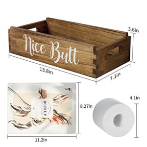 TJ.MOREE Nice Butt Bathroom Decor Box Farmhouse Bathroom Decor Hello Sweet Cheeks Powder Room Decor Toilet Paper Storage Rustic Home Decor