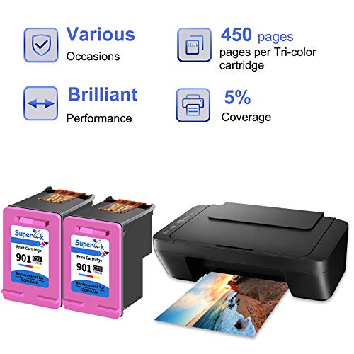 SuperInk 1 PK Remanufatured CC656A High Capacity Ink Compatible for HP 901XL Color Ink Cartridge use in Officejet 4500 G510a J4524 J4540 J4550 J4680 Printer