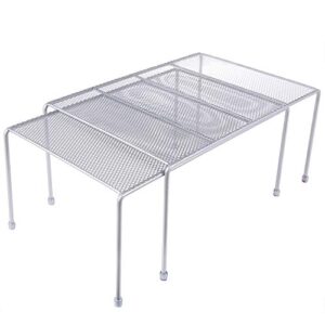 expandable stackable kitchen cabinet and counter shelf organizer,kitchen shelves, cabinet organization,silver