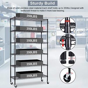 HGS Storage Shelves 6 Tier Wire Shelving Unit with Wheels Heavy Duty Metal Shelf Garage Rack Adjustable Steel Wire Shelf Utility Storage Rack with Casters, NSF-Certified (48 x 18 x 82 inches, Black)