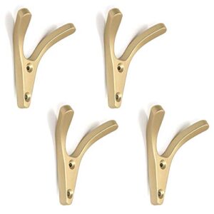 bitray 4 pcs coat rack wall mounted coat clothes hook for towel/robe clothes hook, zinc alloy bedroom hook for closet top bathroom kitchen cabinet garage,gold