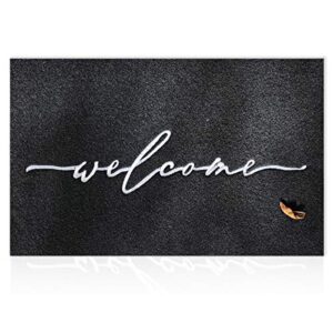 aazzkang welcome mat door mats outdoor with non slip rubber backing durable front door mat easy to clean indoor doormat for entrance,high traffic areas,patio black