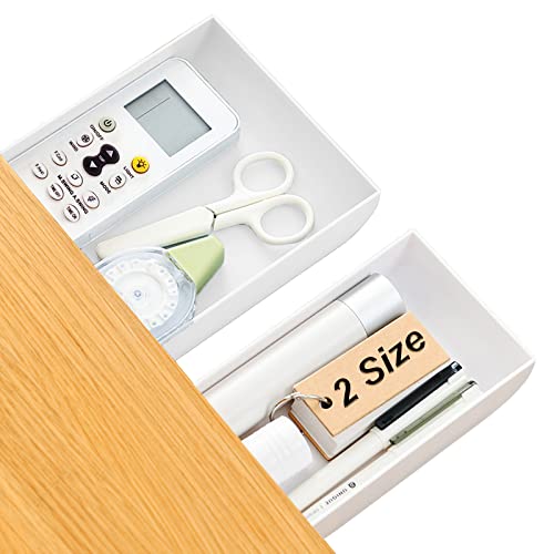 2 Pcs Under Desk Storage Drawers, Undermount Drawer Small Desk Organizer Stick On Desk Drawer Attachment, Hidden Plastic Storage Under Shelf Pull Out Drawers Trays for Office School Home S & L