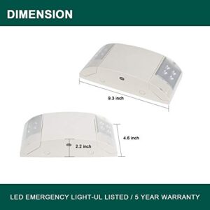 EXITLUX 4 Pack Led Exit Sign with Emergency Lighting Battery Backp -Two LED Adjustable Head -120V/277V-UL Listed-Exit Lighting -Dual LED Lamp ABS Fire Resistance for Power Failure.