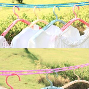 Madowl 3 Pack Clothesline Clothes Drying Rope Nylon Clothes Line 5 Meters Portable Drying Rope Clothes Lines Hanger Rope Fixing Hangers for Indoor Outdoor Camping Travel Home Use (Blue, Green, Pink)