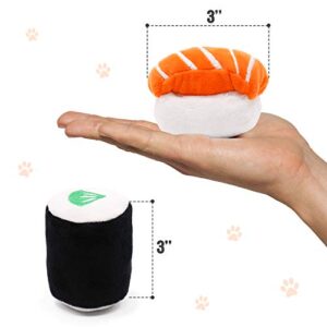 CiyvoLyeen 6 Pack Sushi Cat Toys with Catnip Sushi Roll Pillow Kitten Chew Bite Supplies Boredom Relief Fluffy Kitty Teeth Cleaning Chewing Cat Lovers Interactive Plush Gift