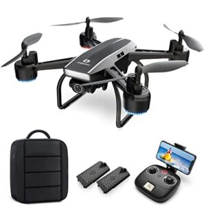 deerc drone with camera for adults 2k ultra hd fpv live video wide angle, altitude hold, headless mode, gesture selfie, waypoints functions rc quadcopter with 2 batteries and backpack