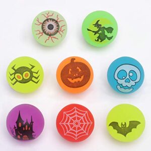 FUNNISM 48PCS Glow in The Dark Halloween Bouncing Balls,8 Halloween Theme Designs Halloween Party Supplies,Classroom Prizes,School Game,Goodie Bag Filler,Trick or Treat Halloween Party Favors/Gift/Toy