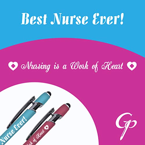 Greeting Pen Nurse Pen Sets with Soft Touch Coated Metal and Stylus 6 pack 36109