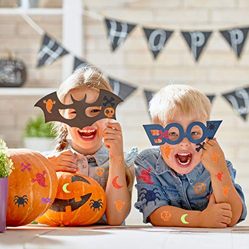 Halloween Stickers for Kids, 800 Pcs Glitter Foam Craft Stickers Self Adhesive Pumpkin Shape Stickers for Kids Party Halloween Decorations