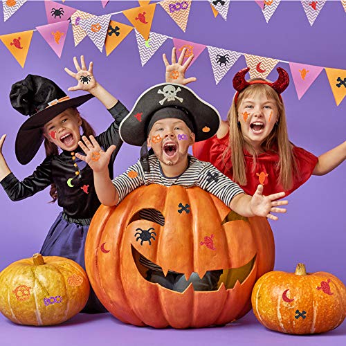 Halloween Stickers for Kids, 800 Pcs Glitter Foam Craft Stickers Self Adhesive Pumpkin Shape Stickers for Kids Party Halloween Decorations