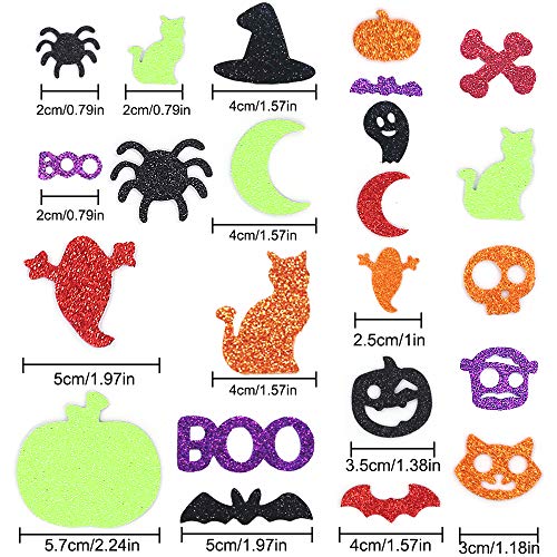 Halloween Stickers for Kids, 800 Pcs Glitter Foam Craft Stickers Self Adhesive Pumpkin Shape Stickers for Kids Party Halloween Decorations