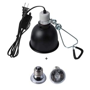 reptile heating lamp, uva uvb lighting lamp with anti-hot cage light holder for reptiles, lizards, turtle, snakes, aquarium(included 2 heat bulbs, 110v, 25w)