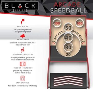 The Black Series Collapsible Retro-Style Speedball Game, Indoor and Outdoor Arcade Toy, Roll The Ball and Hit The Target, Easy Setup, Includes Scorecards and 5 Wooden Balls