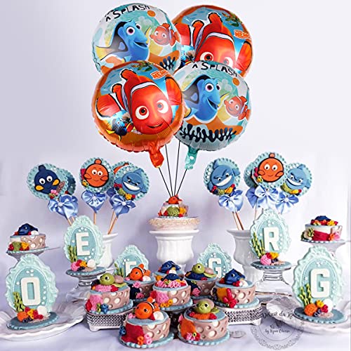 4 pcs Finding Nemo balloon Finding Nemo theme party supplies, large 18 inch aluminum film balloon birthday party supplies decoration