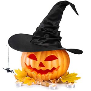 3 Pieces Halloween Witch Hats Black Large Ruched Witch Hat Women Costume Accessory for Halloween Cosplay Party (Classic Style)