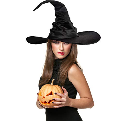 3 Pieces Halloween Witch Hats Black Large Ruched Witch Hat Women Costume Accessory for Halloween Cosplay Party (Classic Style)