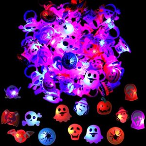 uratot 100 pieces halloween led glow rings glow in the dark rings halloween gifts light up toys rings for halloween party favors decorations