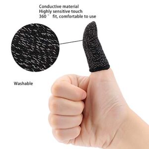 Finger Sleeves for Gamers [10Pack]– 100% Coverage of Silver Fiber – Smooth Touch, Thin Anti-Sweat Breathable Material for Best Gaming Performance – for Mobile Games, Tablets