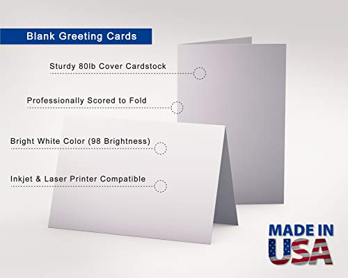 Heavyweight Blank White Greeting Card Sets - A2 Size 4.25" x 5.5" - 20 Cards & Envelopes - For Inkjet/Laser Printers