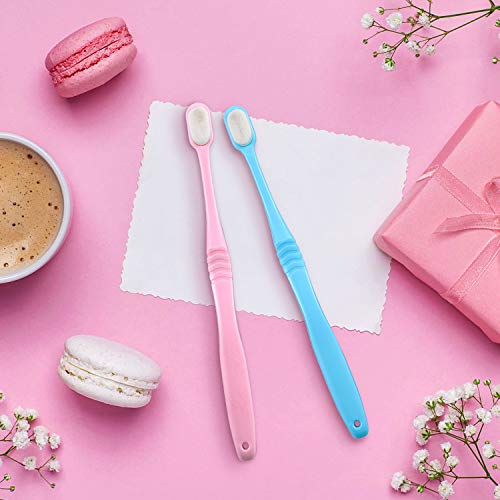 4 Pieces Extra Soft Toothbrushes Micro Nano Manual Toothbrush for Sensitive Gums with 20,000 Extra Soft Bristles for Fragile Gums Adult Kid Children (Blue, Pink)