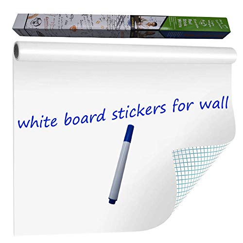 WISHAVE Large Dry Erase Whiteboard Sticker Wall Decal ,Self-Adhesive White Board Sticker Vinyl Peel and Stick Paper for School, Office, Home, Kids Drawing with 1 Marker 78.7 X 17.5 inch