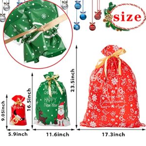 Christmas Drawstring Gift Bags Assorted Sise Large Christmas Wrapping Bags with Drawstring Christmas Drawstring Gift Bags for Presents Xmas Treat Goody Candy Bags