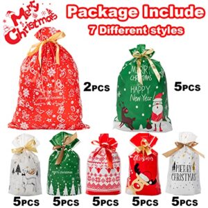 Christmas Drawstring Gift Bags Assorted Sise Large Christmas Wrapping Bags with Drawstring Christmas Drawstring Gift Bags for Presents Xmas Treat Goody Candy Bags