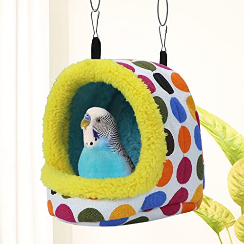 Bird Hanging Hammock Winter Warm Parrot Nest House Bed Plush Snuggle Pet Cave Hammock Toy for Conure Lovebird Budgie Parakeet Cockatiel Cage Accessory (Medium)