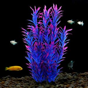 MyLifeUNIT Fish Tank Plants, 10 Pack Artificial Aquarium Plants for Decorations (Blue)