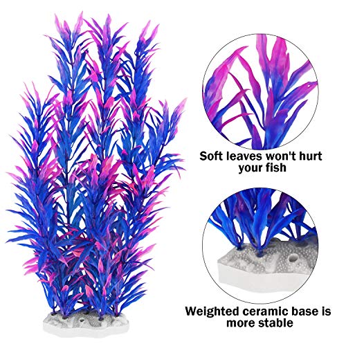 MyLifeUNIT Fish Tank Plants, 10 Pack Artificial Aquarium Plants for Decorations (Blue)