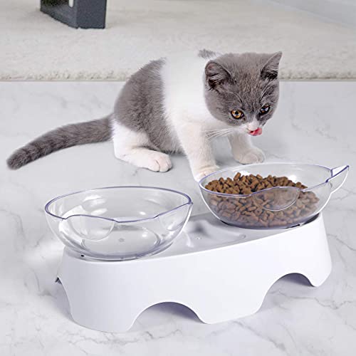 MILIFUN Cat Food Bowls Elevated Tilted, Anti Vomiting Orthopedic Kitty Bowls for Puppy and Bunny, Indoor Cats.