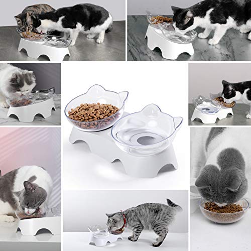 MILIFUN Cat Food Bowls Elevated Tilted, Anti Vomiting Orthopedic Kitty Bowls for Puppy and Bunny, Indoor Cats.