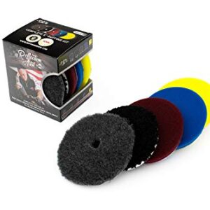 The Rag Company - Buff and Shine Reflection Artist Complete 5" Buffing Kit - Combination of Five Pads, URO line, Easy to Use Combo