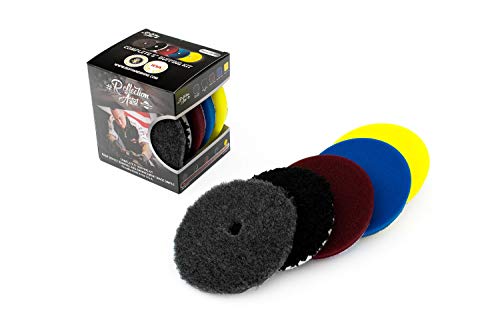 The Rag Company - Buff and Shine Reflection Artist Complete 5" Buffing Kit - Combination of Five Pads, URO line, Easy to Use Combo