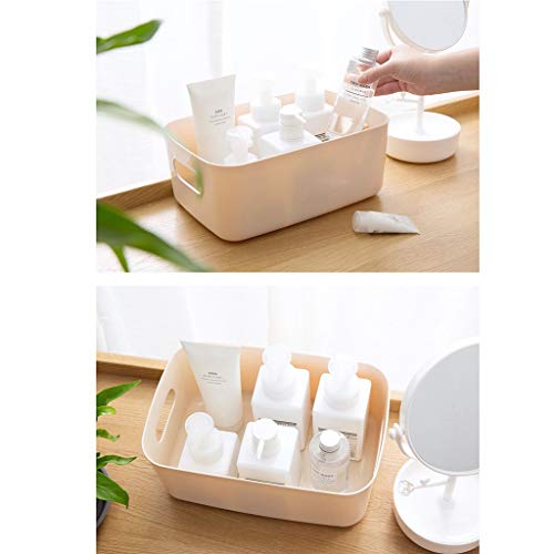 Czlsd Sundries Storage Box -Storage Plastic Desktop Storage Basket Box Cosmetic Stationery Sundries Container Bin (Color : White)