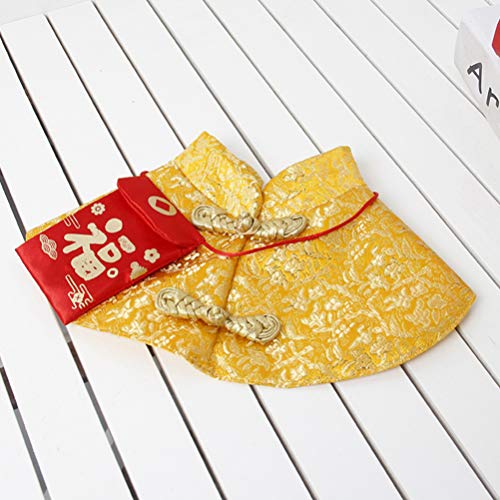 balacoo Pet Costume Dogs Cosplay Chinese Style Tang Dynasty Clothes Funny Cape Pets Dog Cat New Year Dress Up (Yellow Size S)