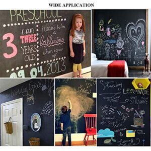 WISHAVE Removable Chalkboard Contact Paper Roll with 5 Colorful Chalks, Self-Adhesive Blackboard Sticker Wallpaper Decal for Home, School, Office ,Black 78.7" x 17.5"