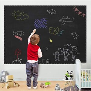 WISHAVE Removable Chalkboard Contact Paper Roll with 5 Colorful Chalks, Self-Adhesive Blackboard Sticker Wallpaper Decal for Home, School, Office ,Black 78.7" x 17.5"