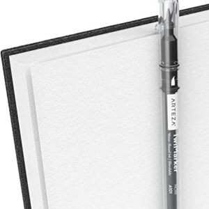 Arteza Small Sketch Book 5.5x8.5 Inches, Black Sketch Pad, 100 Sheets, 68 lb 100 GSM Paper, Hardcover Spiral-Bound Drawing Book, Use with Pencils, Charcoal, Pens, Crayons and Other Dry Media