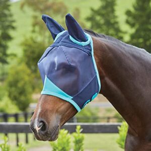 weatherbeeta comfitec fine mesh mask with ears - navy/turquoise - full