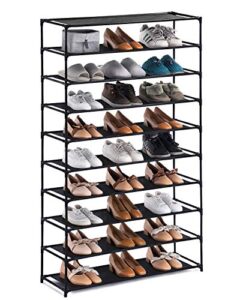 youdesure 10 tiers shoe rack, large shoe rack organizer for 50 pairs, space saving shoe shelf, non-woven fabric shoe storage cabinet (black)