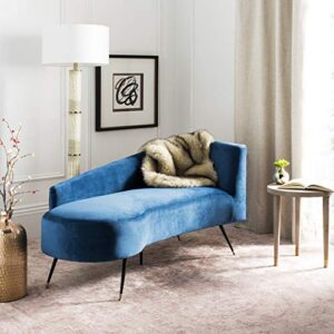 safavieh home evangeline glam navy velvet and black parisian settee loveseat