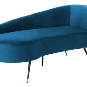 Safavieh Home Evangeline Glam Navy Velvet and Black Parisian Settee Loveseat