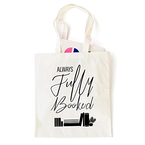 Ihopes Always Fully Booked Reusable Tote Bag | Funny Library Canvas Tote Bag Bag Book Lovers Gift for Bookworm s Men Women Friends