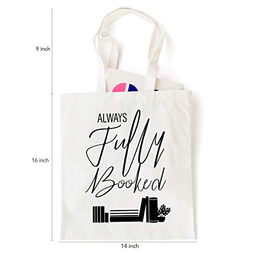 Ihopes Always Fully Booked Reusable Tote Bag | Funny Library Canvas Tote Bag Bag Book Lovers Gift for Bookworm s Men Women Friends