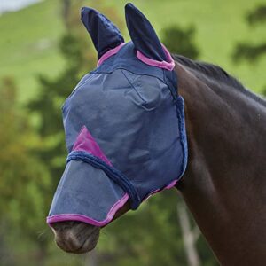 weatherbeeta comfitec durable mesh mask with ears & nose - navy/purple - mini