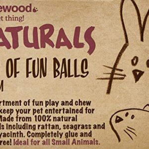 Rosewood Boredom Breaker Small Animal Naturals Toy Trio of Fun Balls, Natural, 3 Count (Pack of 2), Medium