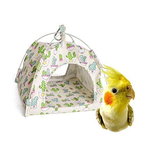 Mydays Bird Nest House Bed, Parrot Hamster Habitat Cave Hanging Tent Hammock (S, White)